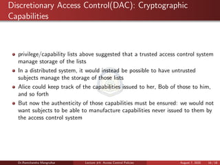 Lecture #4: Access Control Policies | PDF