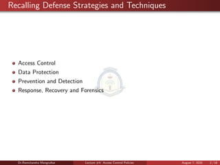 Lecture #4: Access Control Policies | PDF