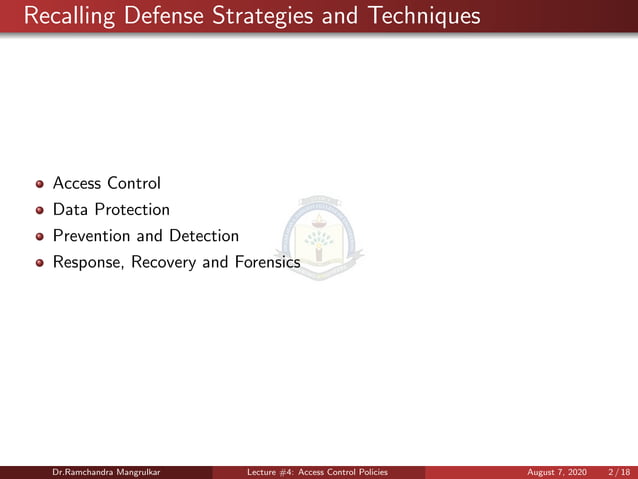 Lecture #4: Access Control Policies | PPT Lecture #4: Access Control Policies | PPT