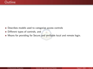 Lecture #4: Access Control Policies | PDF