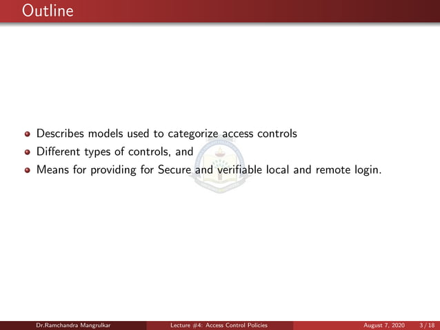 Lecture #4: Access Control Policies | PPT Lecture #4: Access Control Policies | PPT