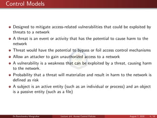 Lecture #4: Access Control Policies | PDF
