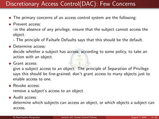 Lecture #4: Access Control Policies | PDF