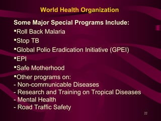 Lecture 4 international un agencies and health | PPT
