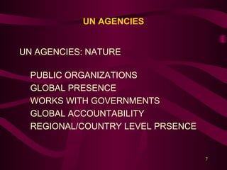 Lecture 4 international un agencies and health | PPT