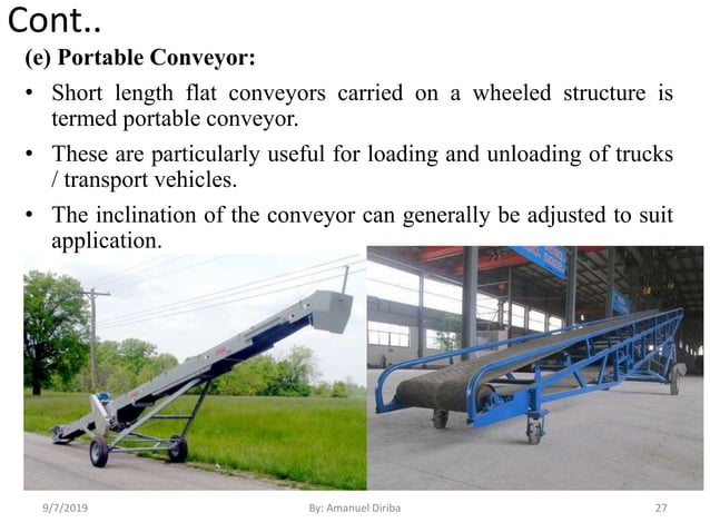 Lecture 4 Material Handling Equipment (Conveyors) | PPTX