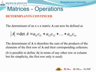 The Determinant and inverse of the Matrix | PPTX