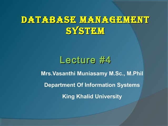 Database Management System Lecture #4 | PPT