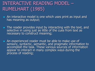Lecture 4 reading models (2) | PDF | Books and Literature