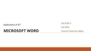 what is microsoft word and how it helps in ICT | PPTX