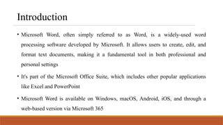what is microsoft word and how it helps in ICT | PPTX