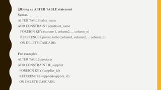 Lecture 4 sql {basics keys and constraints} | PPTX