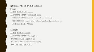 Lecture 4 sql {basics keys and constraints} | PPTX
