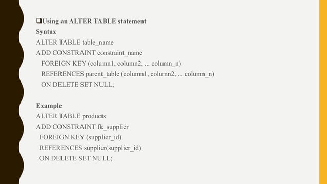 Lecture 4 Sql Basics Keys And Constraints Ppt
