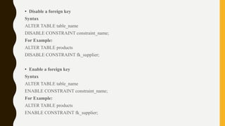 Lecture 4 sql {basics keys and constraints} | PPTX