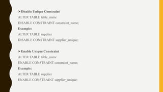 Lecture 4 sql {basics keys and constraints} | PPTX