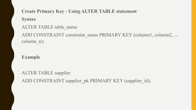Lecture 4 Sql Basics Keys And Constraints Ppt