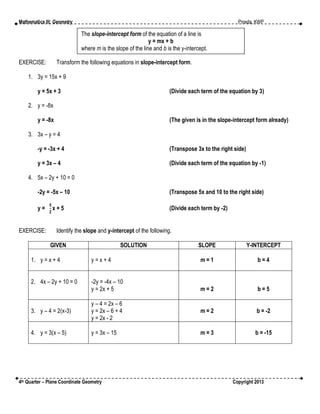 LECTURE-EQUATION OF A LINE | PDF