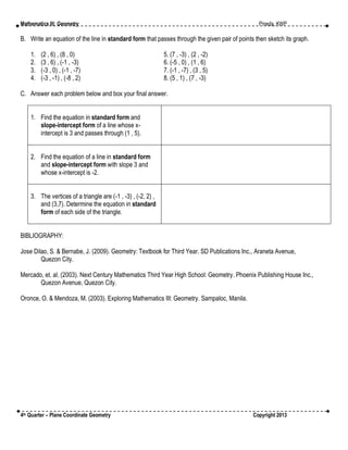 LECTURE-EQUATION OF A LINE | PDF