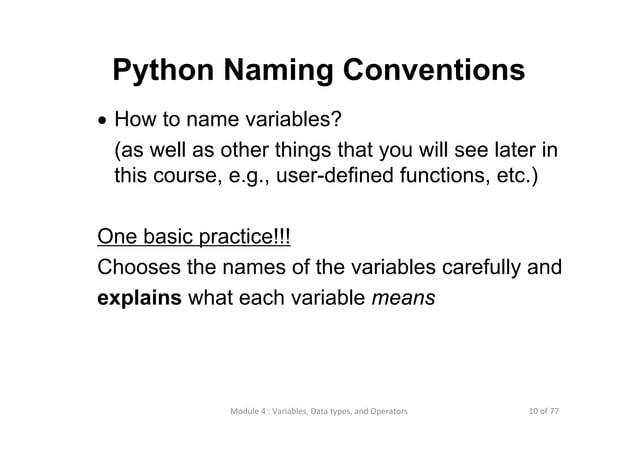 Lecture 4 Variables Data Types And Operators Ppt 8924