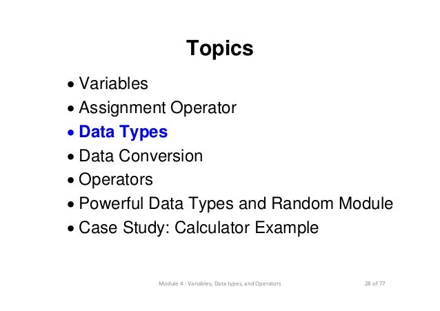 Lecture 4 Variables Data Types And Operators