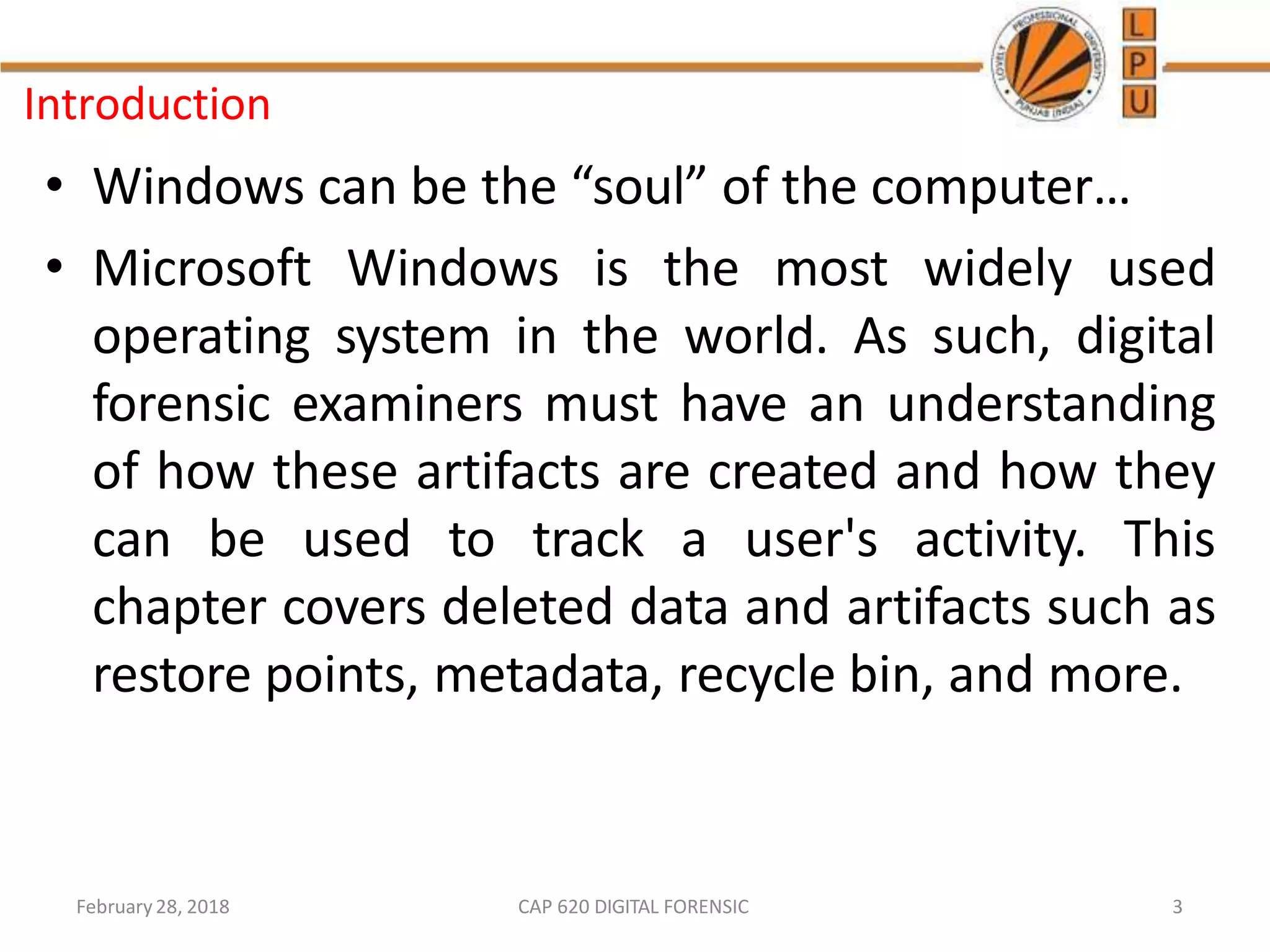 Lecture4 Windows System Artifacts.pptx | Operating Systems | Computer ...