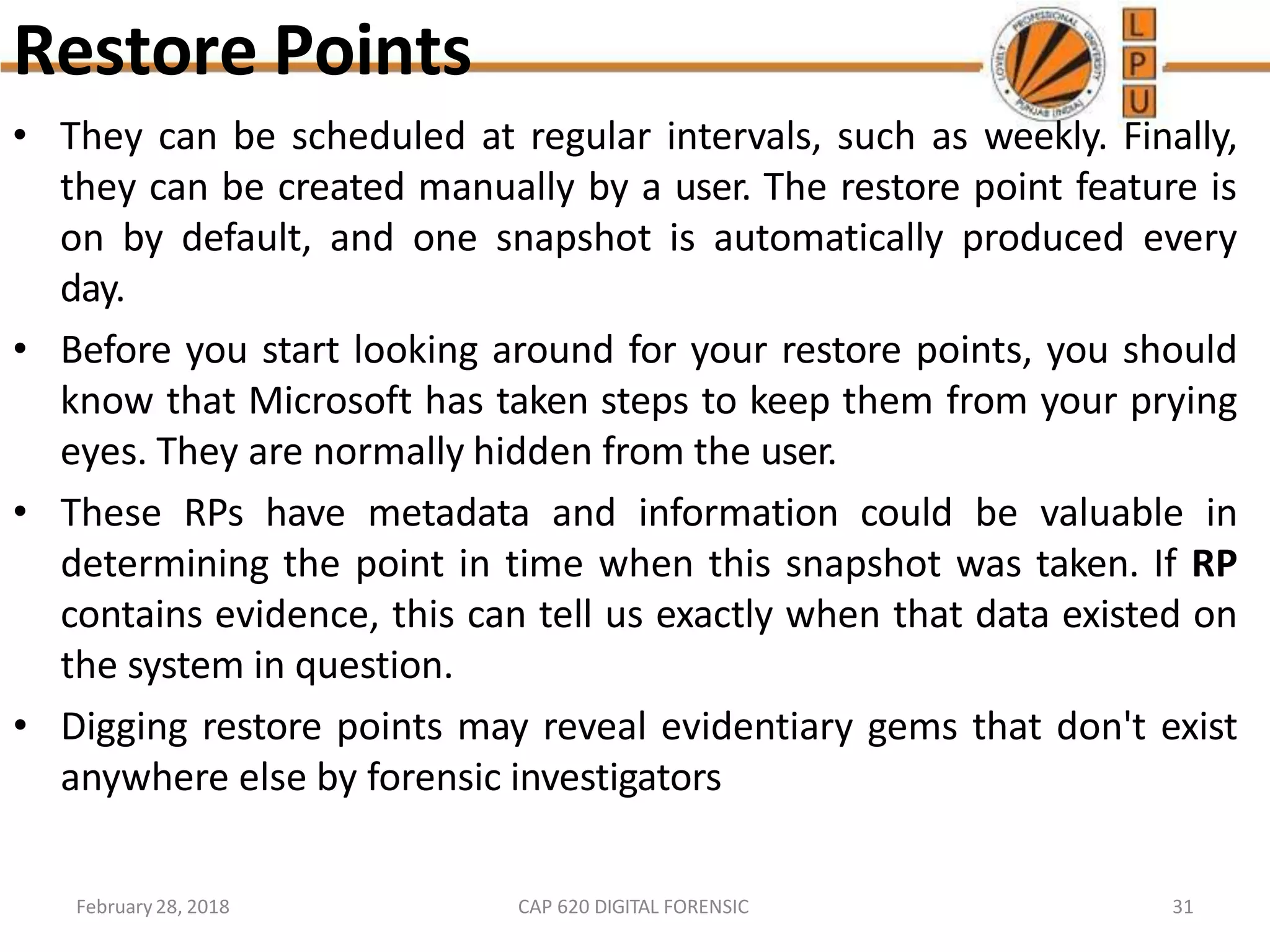 Lecture4 Windows System Artifacts.pptx | Operating Systems | Computer Software and Applications