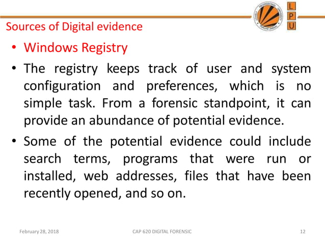 Lecture4 Windows System Artifactspptx Operating Systems Computer Software And Applications