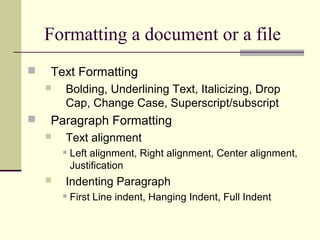 Lecture4 working with_word_processing | PPT