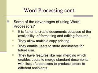 Lecture4 working with_word_processing | PPT