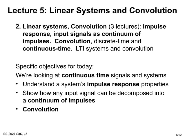 Lecture5 Signal and Systems | PPT | Physics | Science
