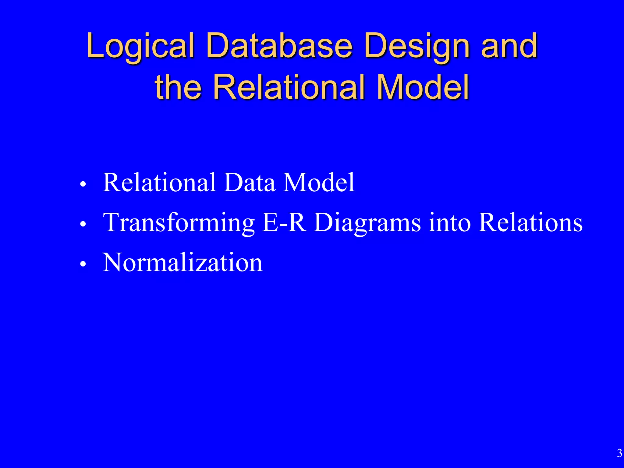 Logical Database Design And The Relational Modeldatabase Pptx Databases Computer