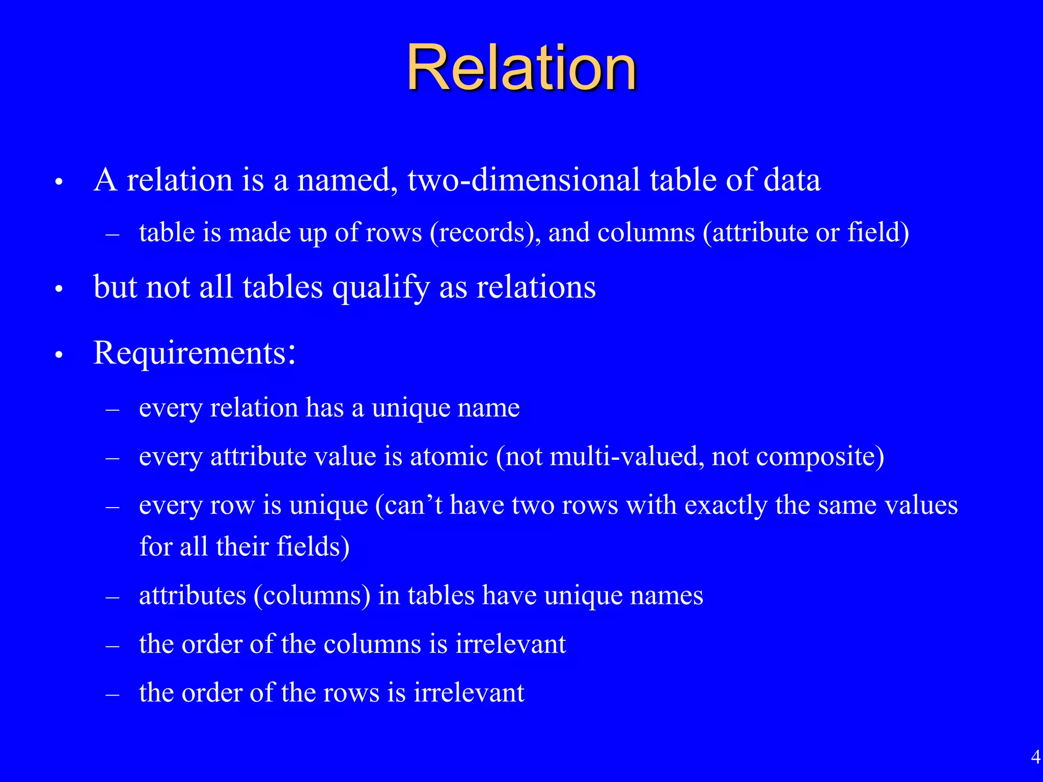 Logical database design and the relational model(database) | PPTX