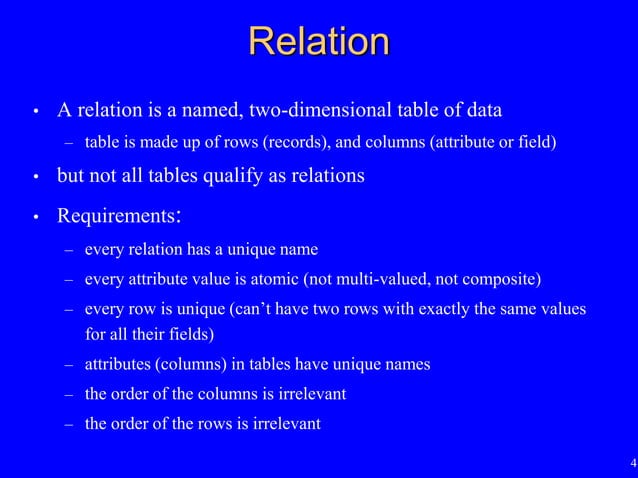 Logical database design and the relational model(database) | PPTX | Databases | Computer ...