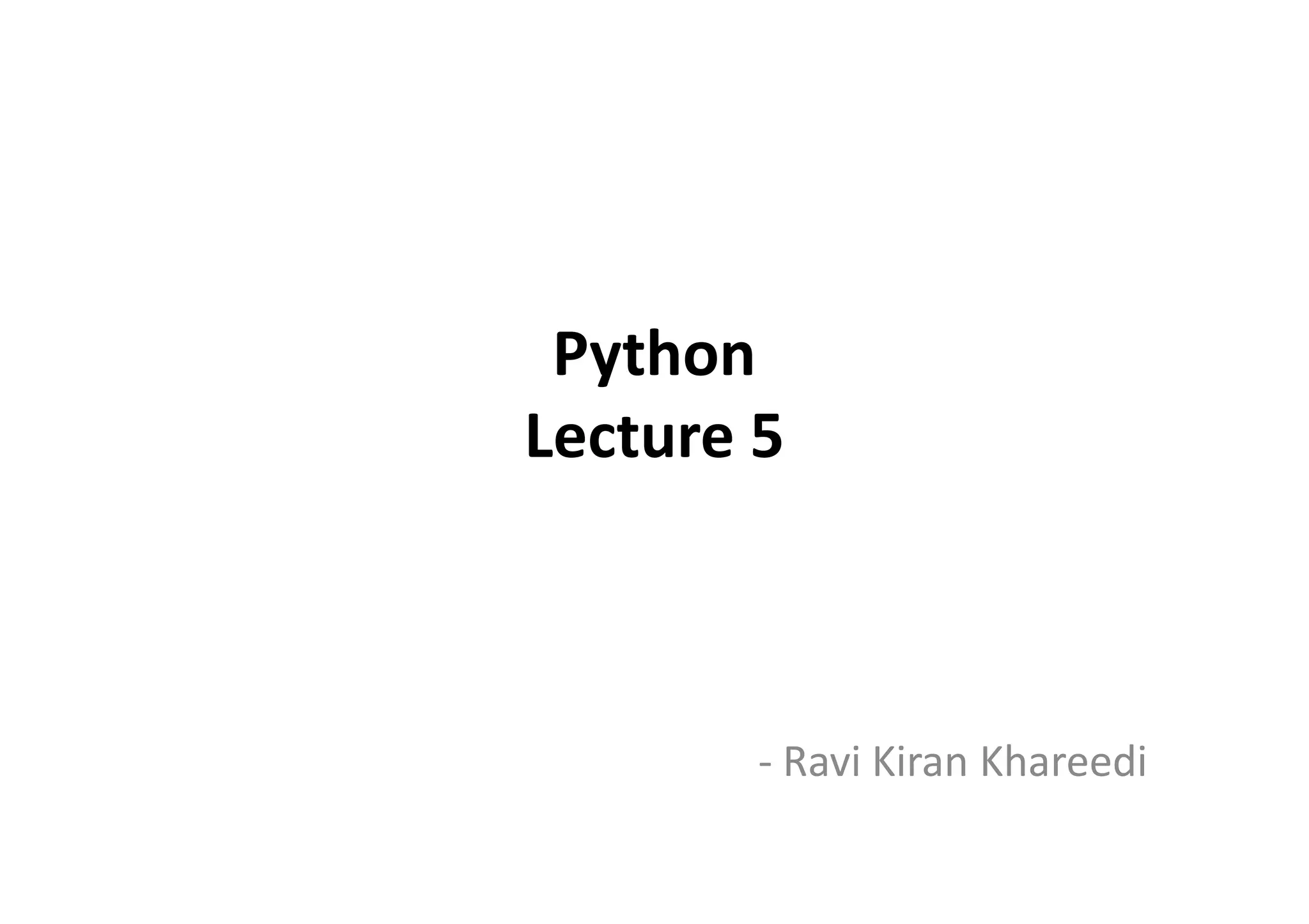 Python Lecture 5 Ppt 
