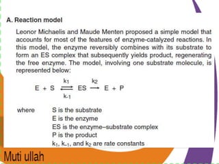 enzyme kinetics, mechanism of action of enzymes and line-weaver burk plot | PPT