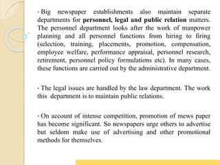 Organizational Structure of a News Paper | PPTX