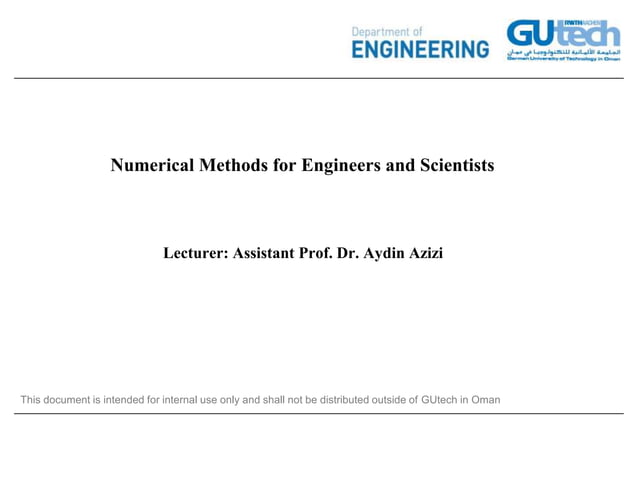 Numerical Methods for Engineers and Scientists: An Introduction with Applications Using MATLAB | PPT