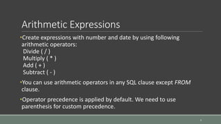 Basics of SELECT Statement - Oracle SQL | PPT