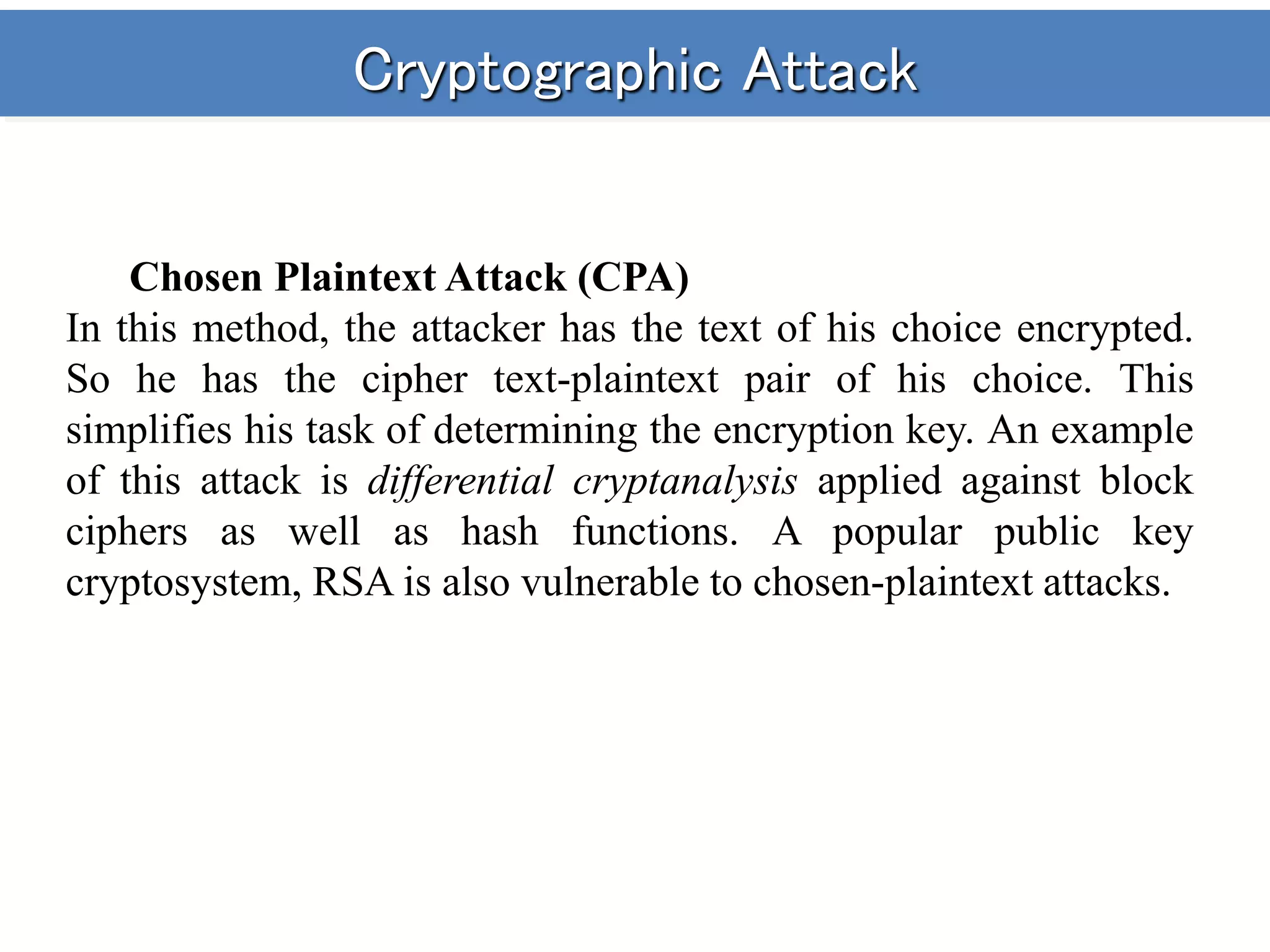 Types of Cryptosystem and Cryptographic Attack | PDF