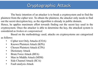 Types of Cryptosystem and Cryptographic Attack | PDF