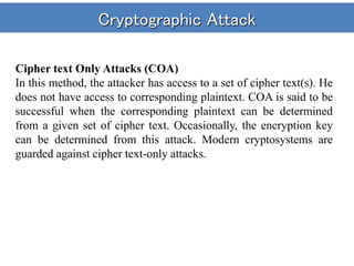 Types of Cryptosystem and Cryptographic Attack | PDF