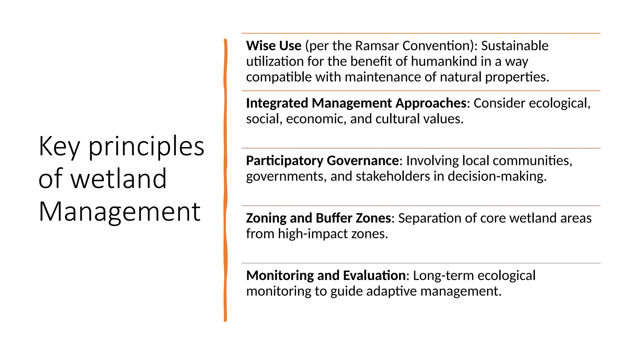 Wetlad Management, Key principles of wetland Management | PPT
