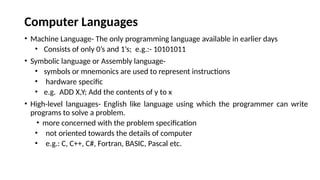 lecture about computer languages such as c | PPTX