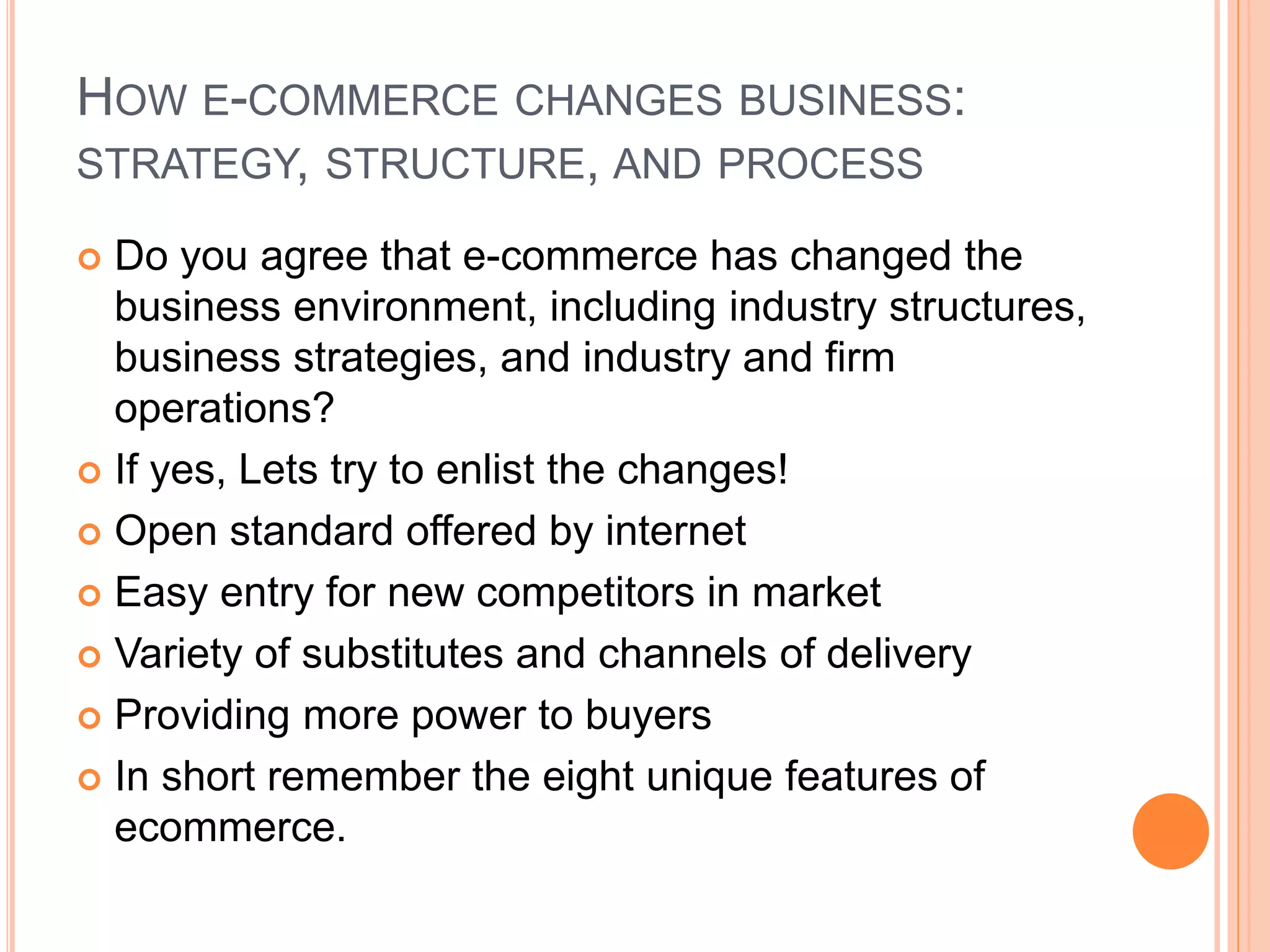 Lecture 5 e-cmmerce , how ecommerce changes business, strategy ...