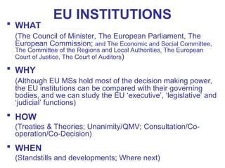 Lecture on EU Institutions including.ppt
