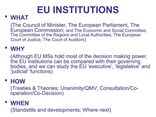 Lecture on EU Institutions including.ppt