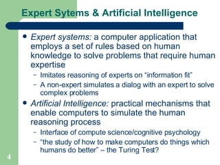 Lecture5 Expert Systems And Artificial Intelligence | PPT