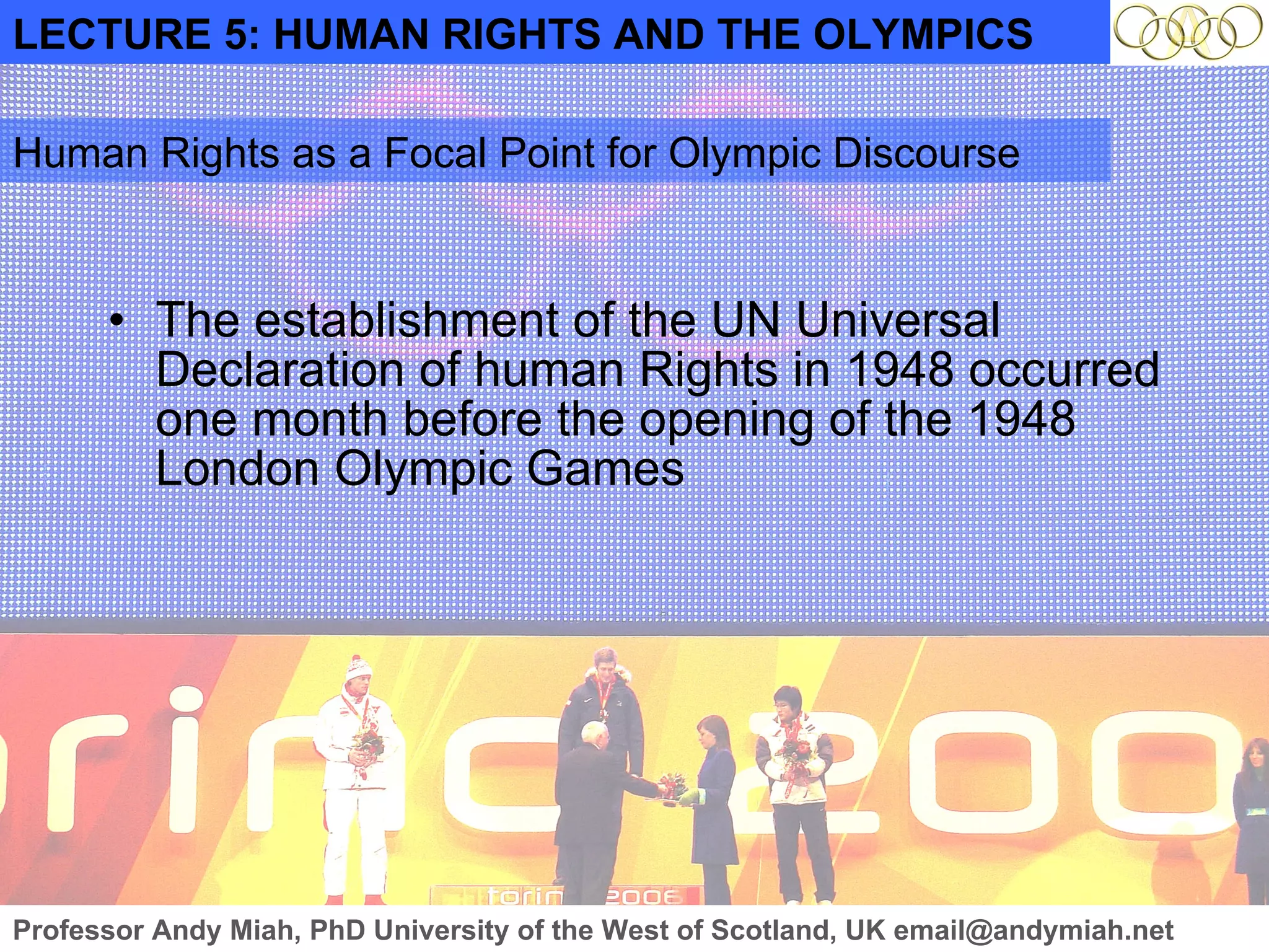 Human Rights and the Olympic Movement (Lecture 5 of 5) | PPT