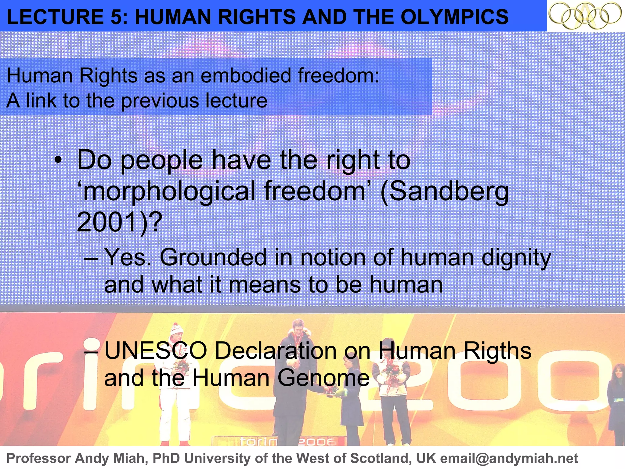 Human Rights and the Olympic Movement (Lecture 5 of 5) | PPT